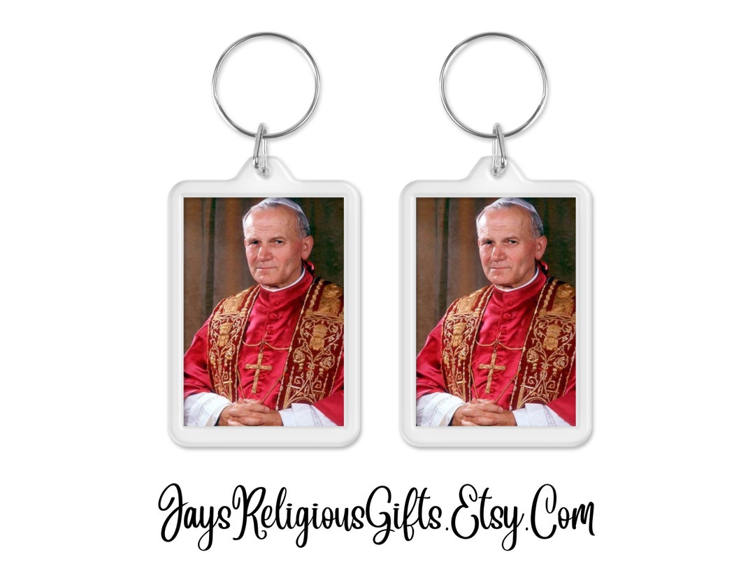 Pope John Paul II Acrylic Keychain - Catholic Key Chain Keyring Lanyard ...