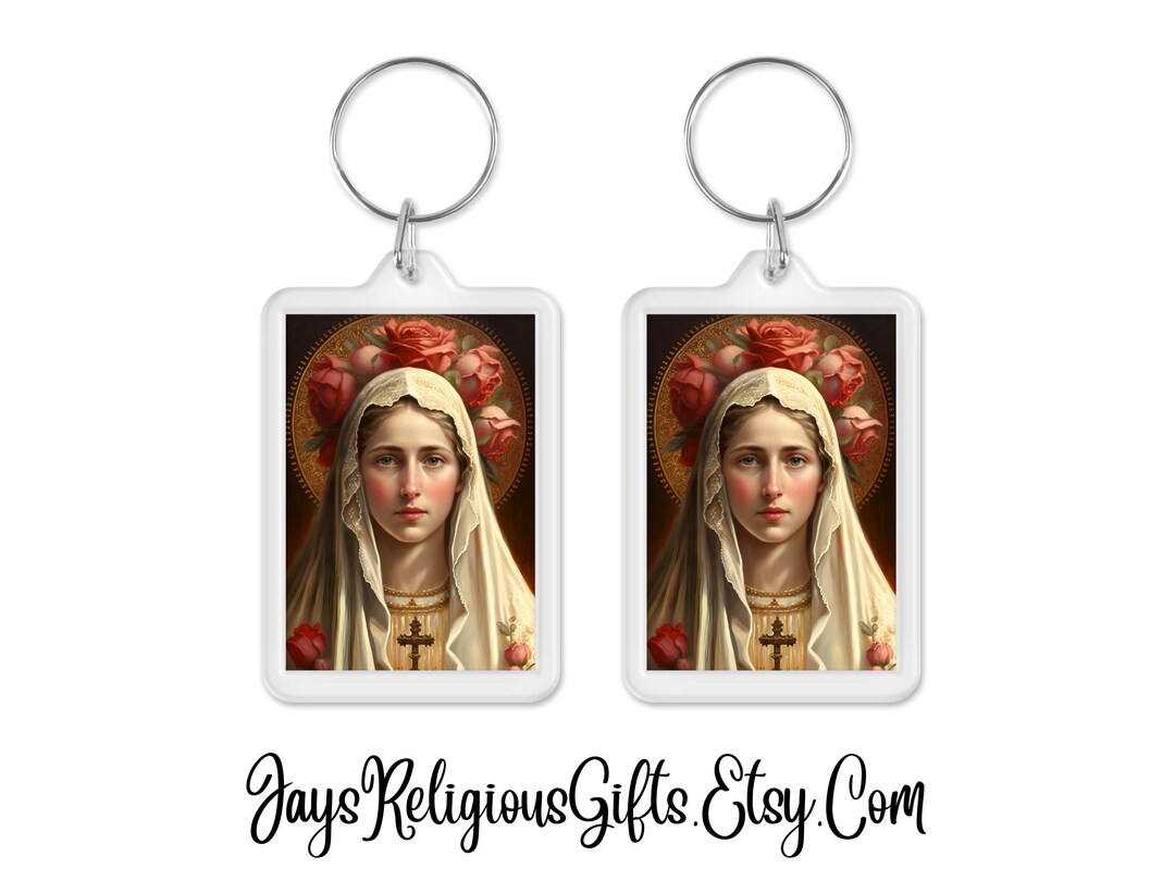 Our Lady of Fatima Acrylic Keychain - Catholic Key Chain Keyring ...