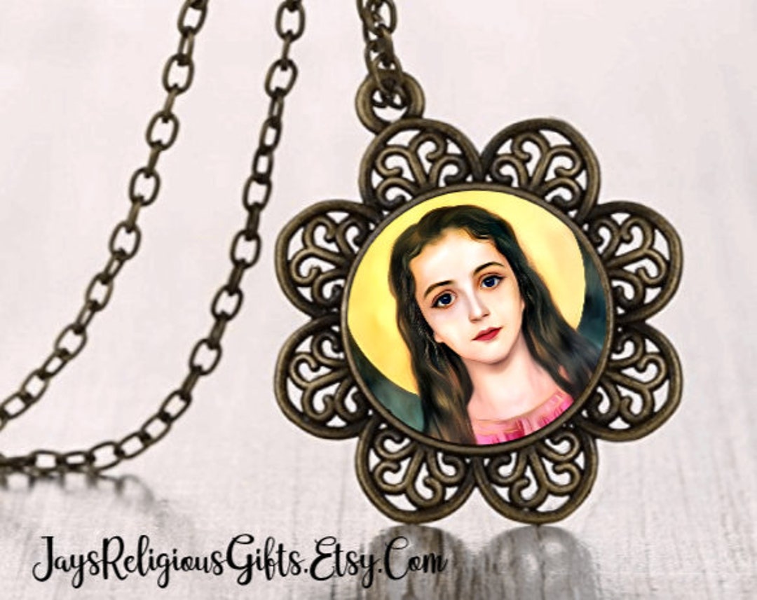Choose Design Silver or Bronze Saint Philomena Flower Necklace Catholic ...