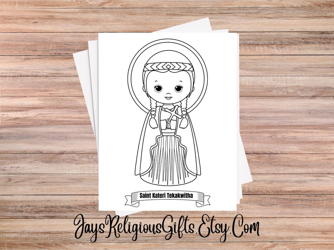 Saint Kateri Tekakwitha Coloring Page for Children - Religious Digital ...