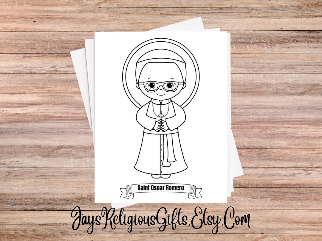 Saint Oscar Romero Coloring Page for Children - Religious PNG Digital ...