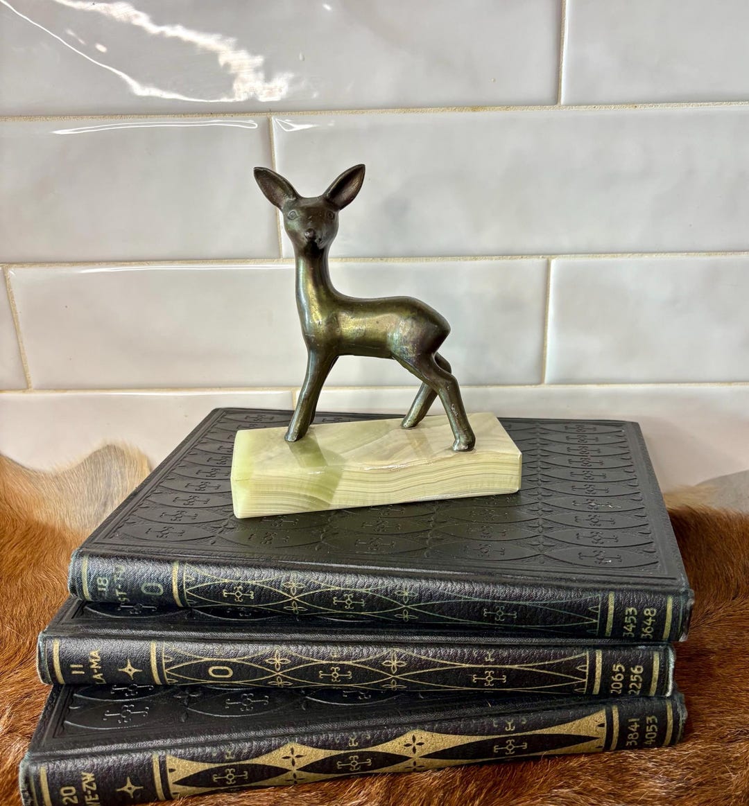 Vintage Mid Century Modern Bronze Deer Bookend on Marble Base | MCM ...
