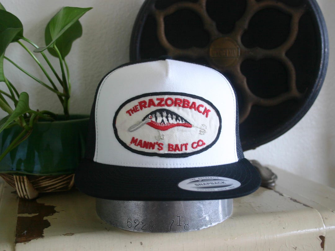 Vintage the Razorback Mann's Bait Co. Patch Trucker Hat One of a Kind ...