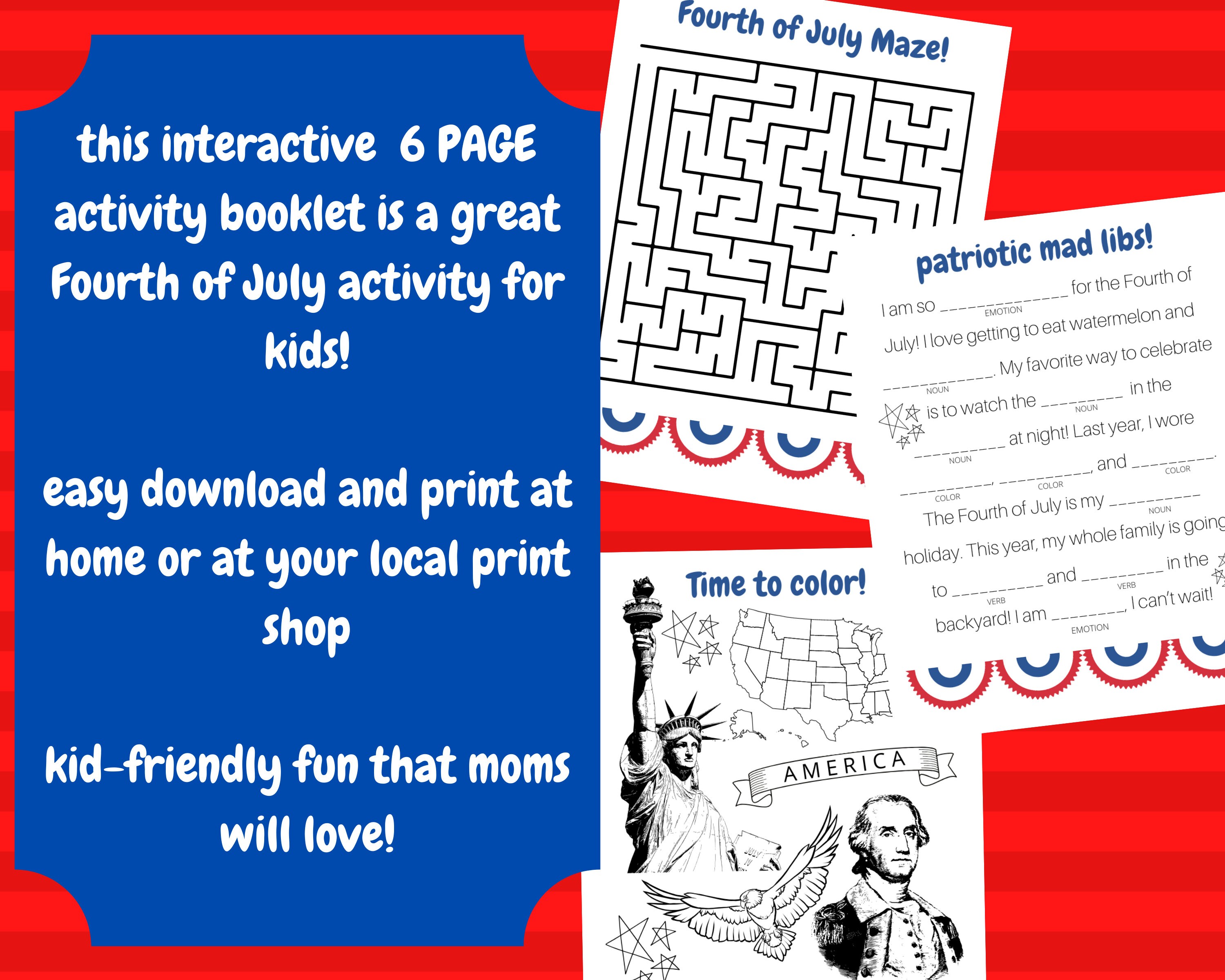 Printable Fourth of July Games, 4th of July Kids Games, Independence ...