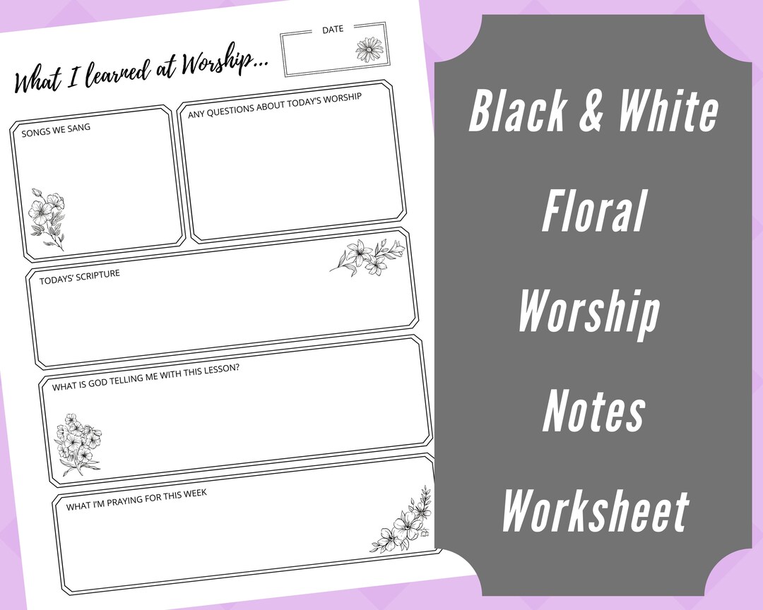 Sermon Notes Worksheet, Worship Notes Sheet, Women’s Worship Notes ...