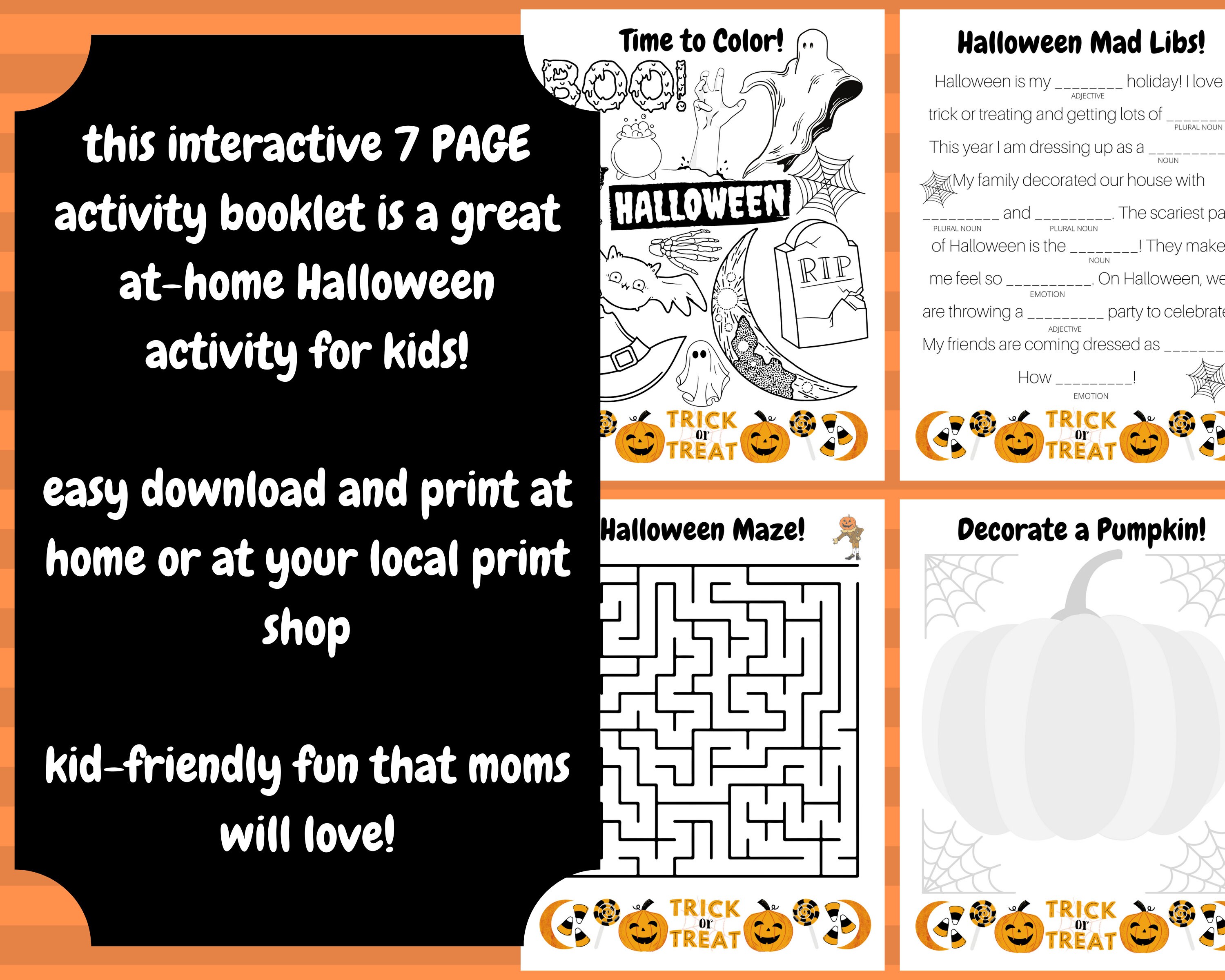 Printable Halloween Games, Kids Games, Halloween Activity Pack, Kids ...