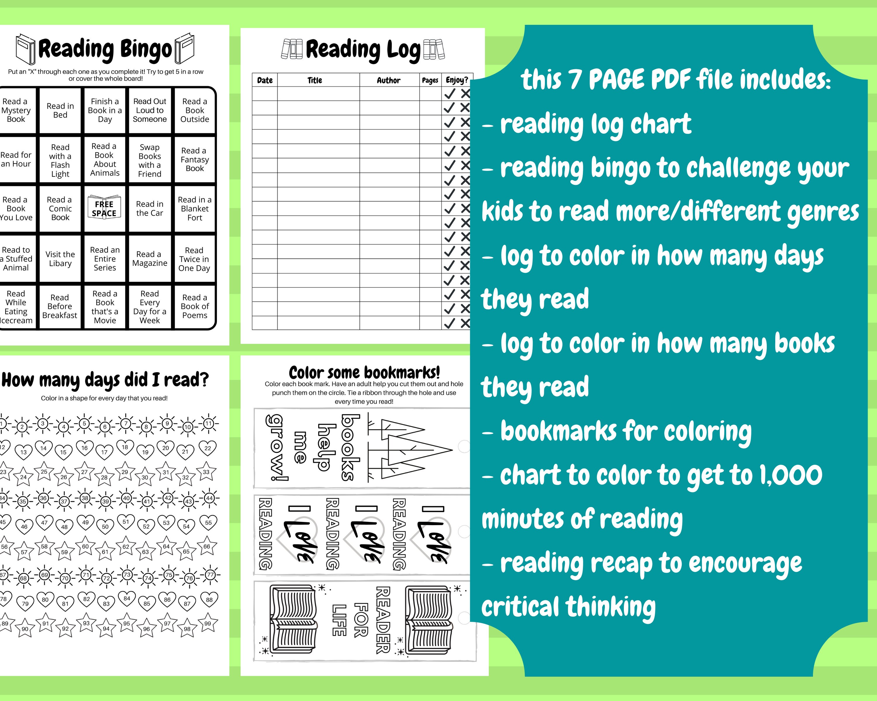 Printable Summer Reading Log, Summer Reading Activities, Reading Log ...
