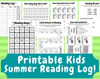 Summer Reading Log, Printable Digital Download, Personalized, Reading ...