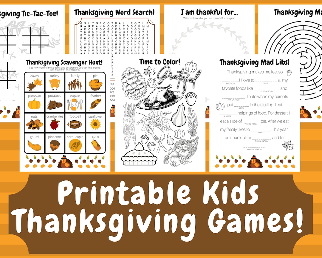Printable Thanksgiving Games, Thanksgiving Kids Games, Thanksgiving ...