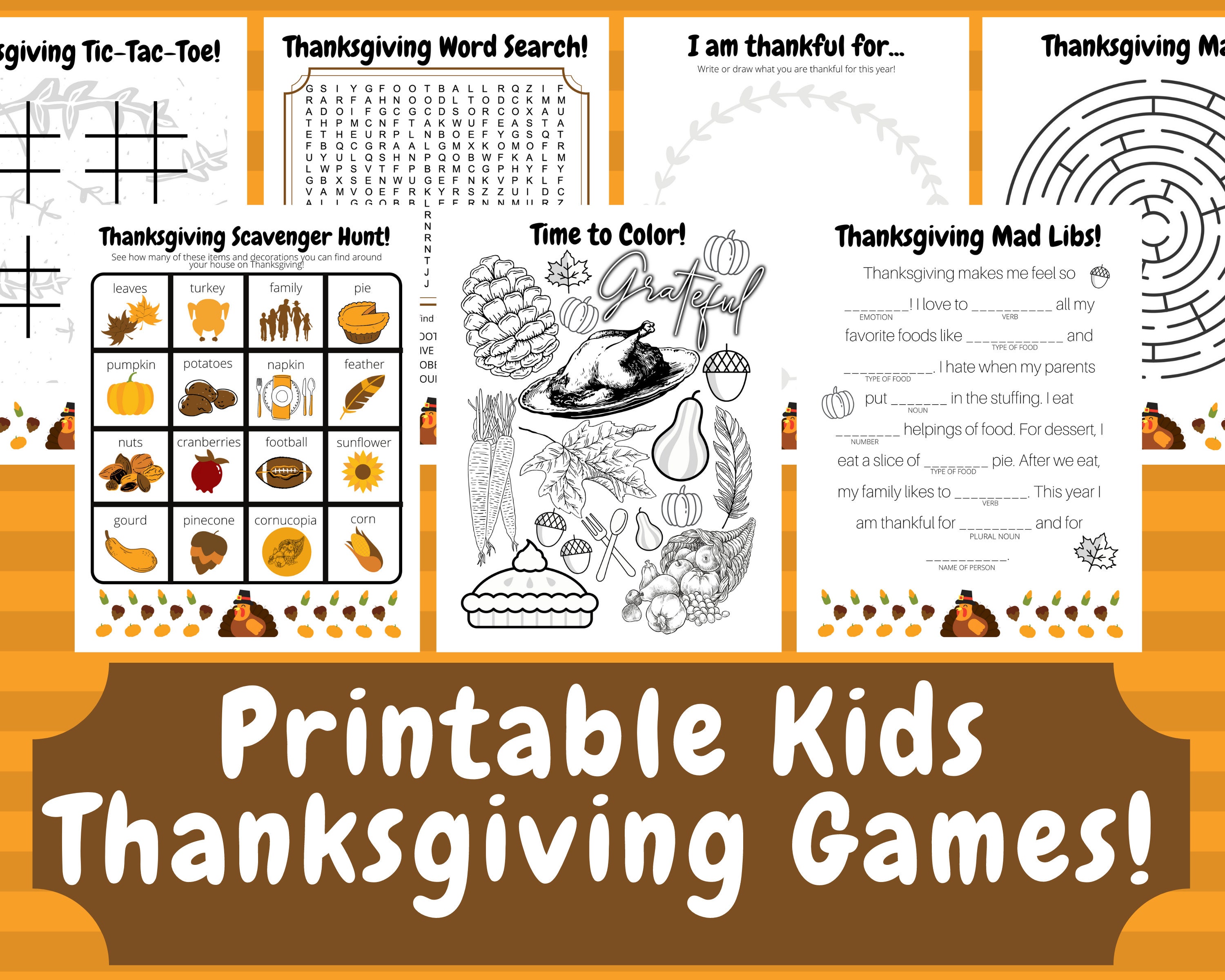 Printable Thanksgiving Games, Thanksgiving Kids Games, Thanksgiving ...