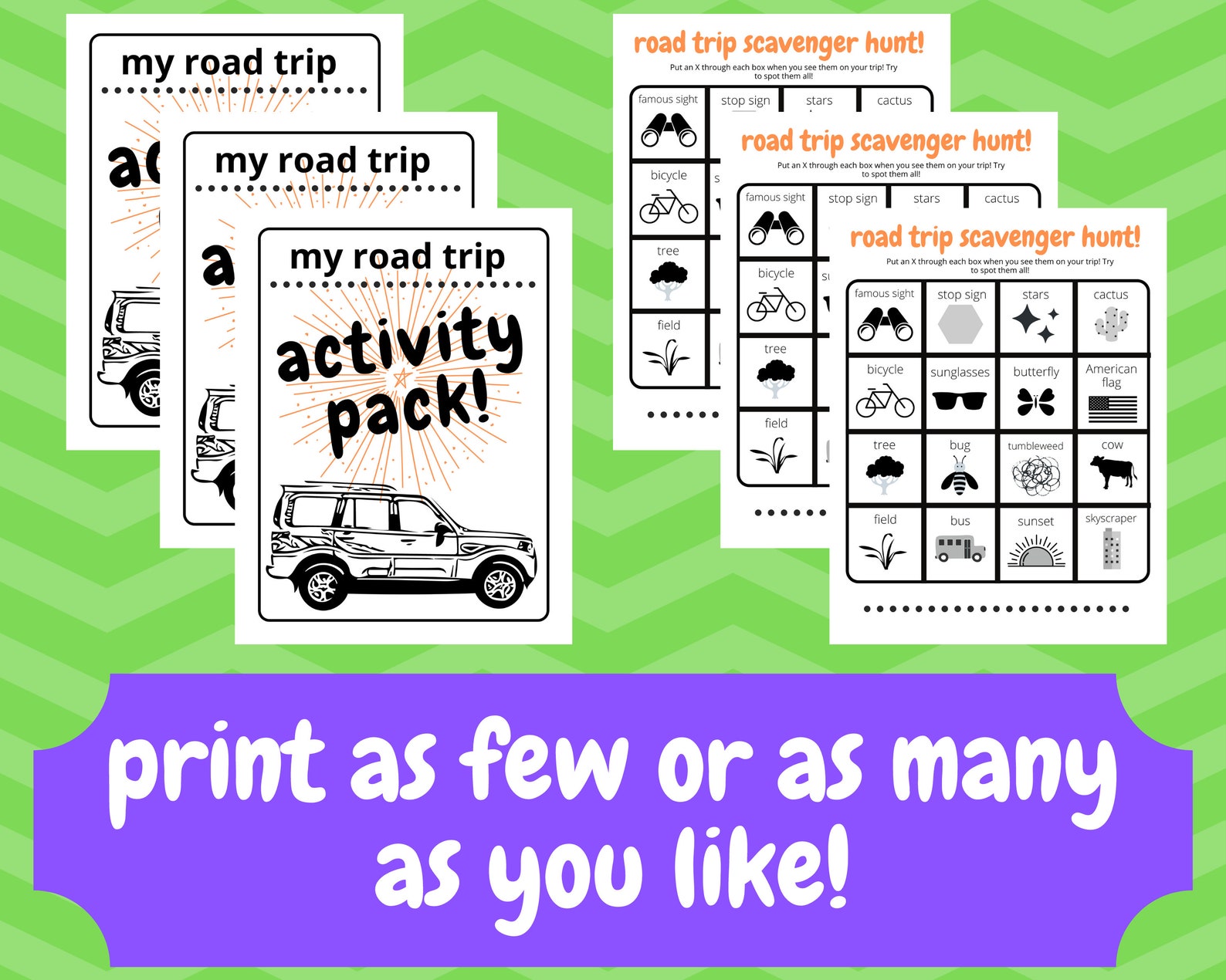 Road Trip Activity Pack for Kids, Kids Printable Activity, Road Trip ...