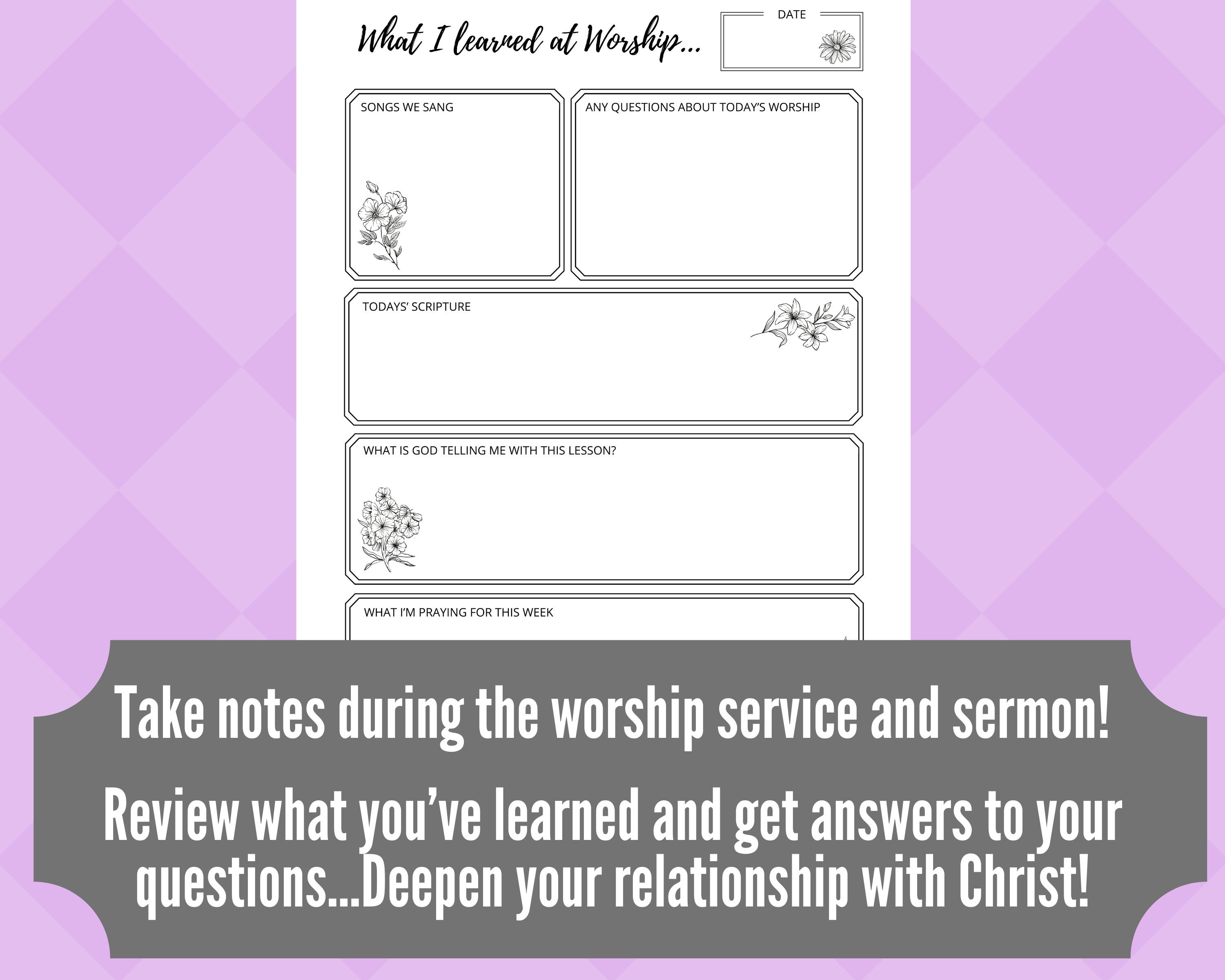 Sermon Notes Worksheet, Worship Notes Sheet, Women’s Worship Notes ...