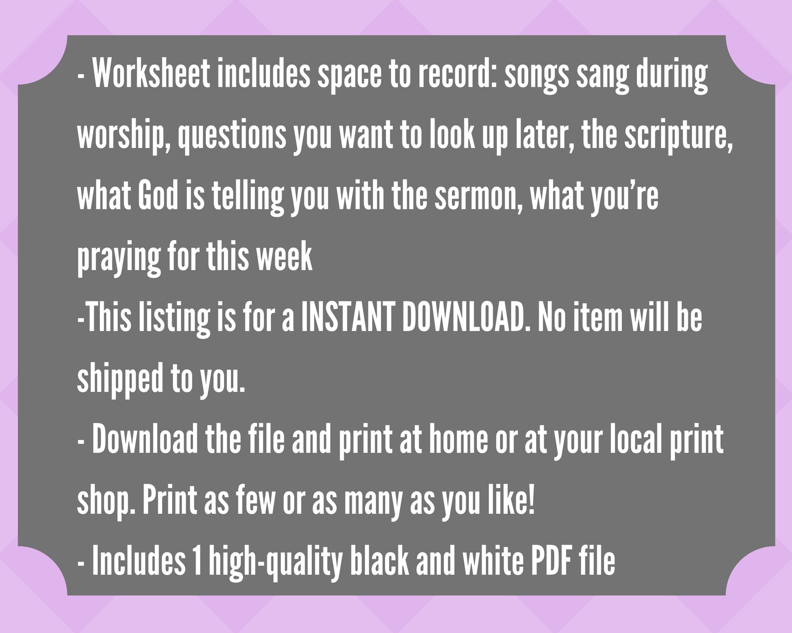 Sermon Notes Worksheet, Worship Notes Sheet, Women’s Worship Notes ...