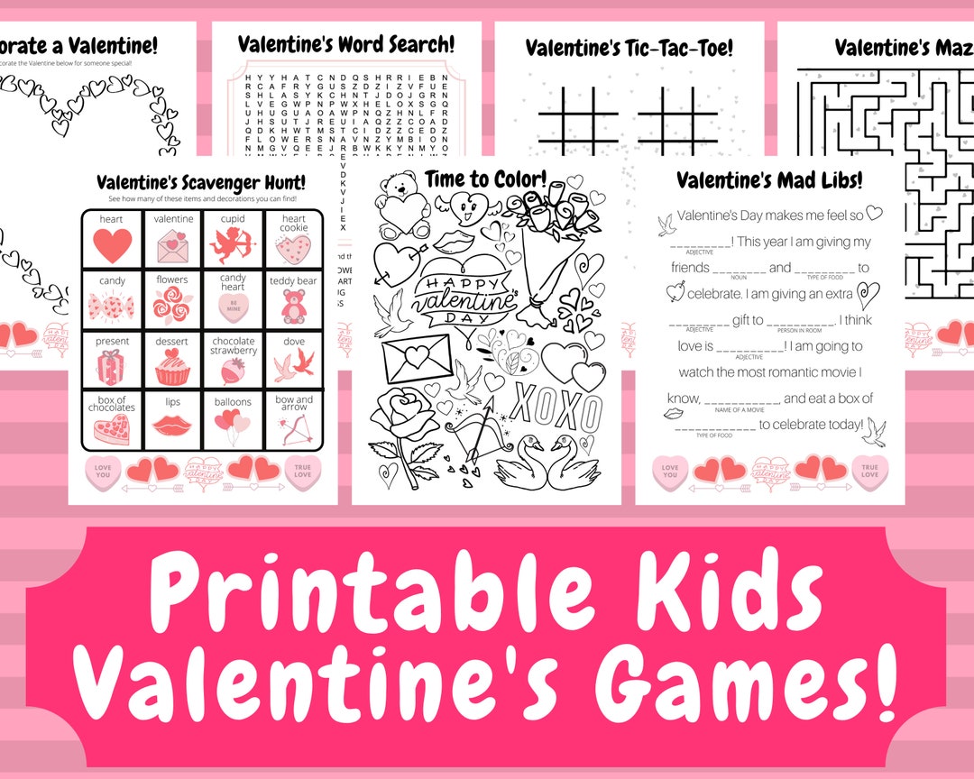 Juegos de San Valentín imprimibles, Juegos para niños del Día de San ...