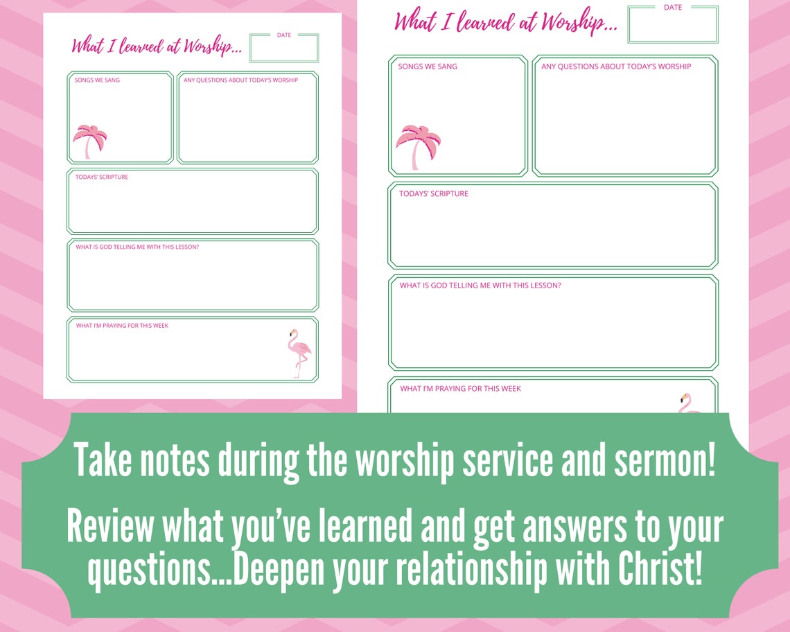 Sermon Notes Worksheet, Worship Printable, Women’s Worship Notes ...
