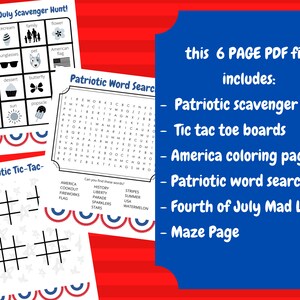 Printable Fourth of July Games, 4th of July Kids Games, Independence ...