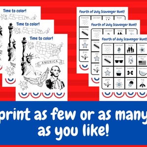 Printable Fourth of July Games, 4th of July Kids Games, Independence ...