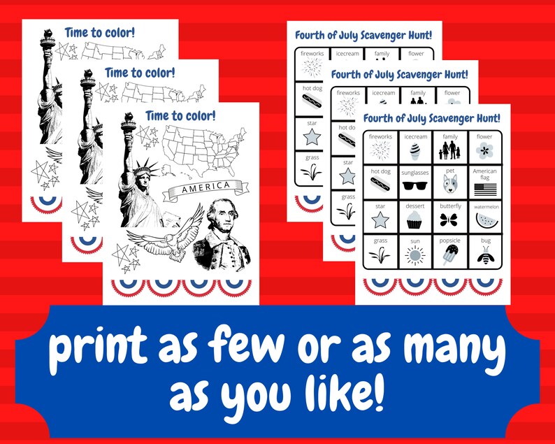 Printable Fourth of July Games, 4th of July Kids Games, Independence ...