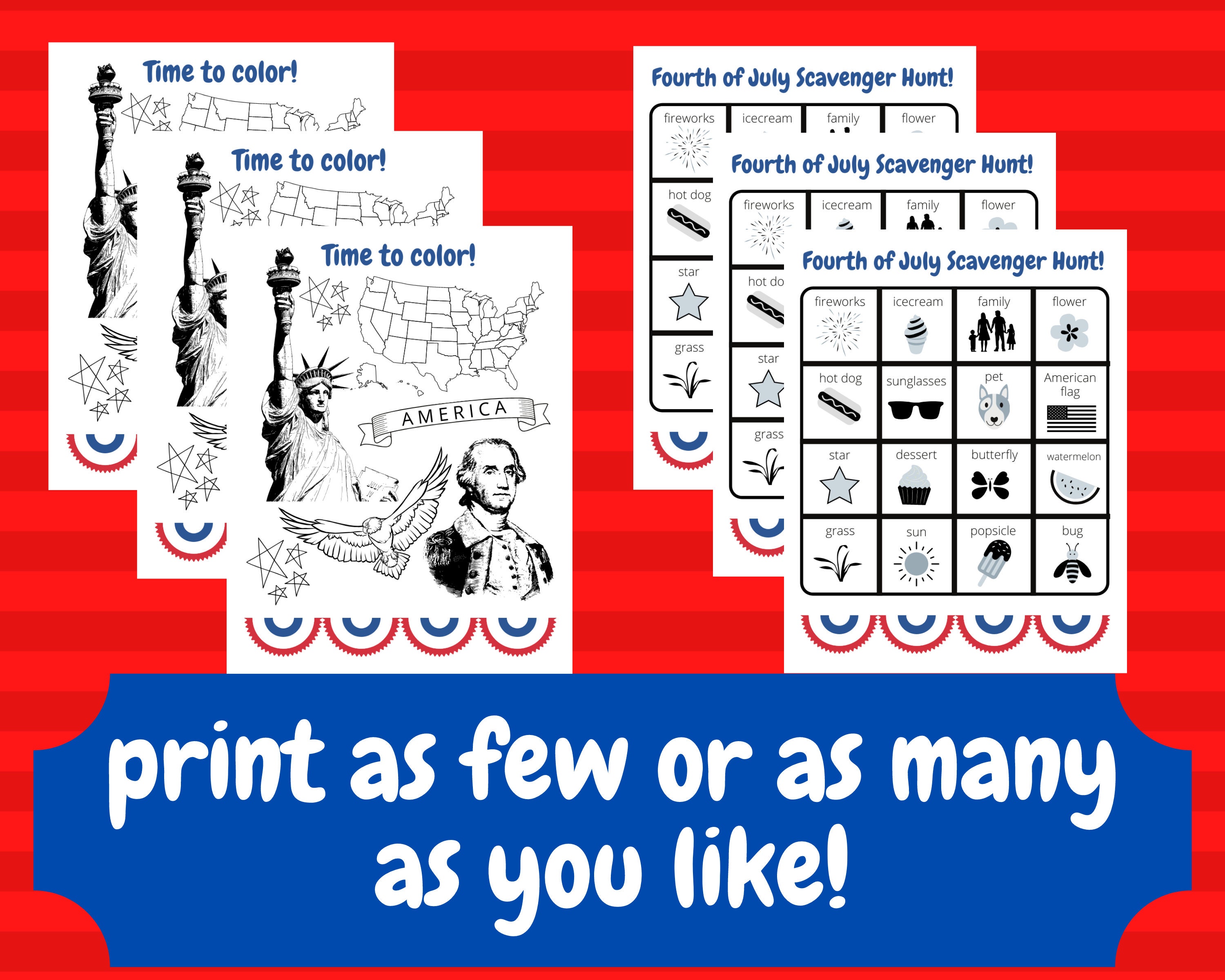 Printable Fourth of July Games, 4th of July Kids Games, Independence ...