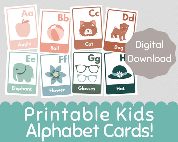 Printable Alphabet Cards ABC Flash Cards Homeschool Tool | Etsy