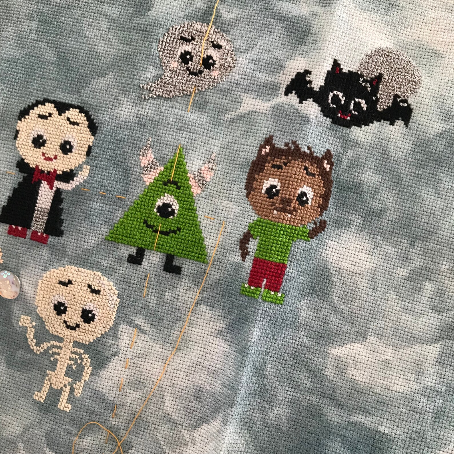 Cutest Halloween Ever Cross Stitch Stitch Along Werewolf PDF Pattern ...