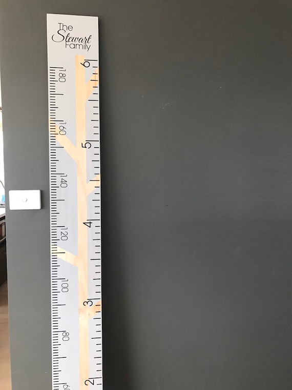Completed custom made personalised wooden ruler height chart | Etsy