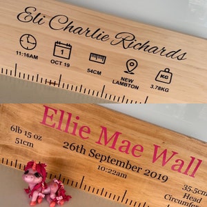 Personalised Wooden Birth Ruler Chart Custom Made in Australia - Etsy ...