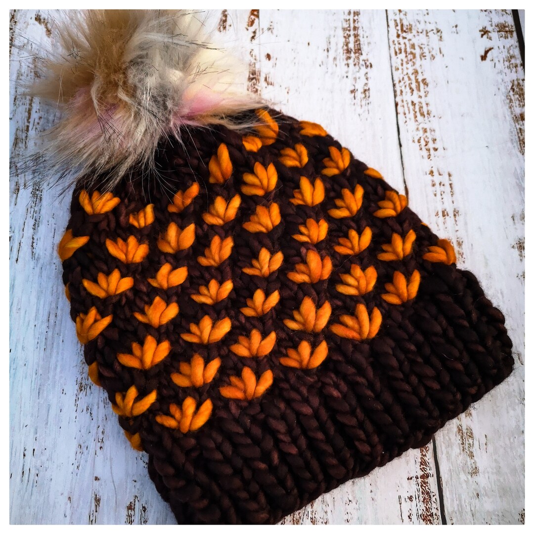 Lotus Flower Beanie, Lotus Hat, Bobble Hat, Pompom Knitted Hat - Etsy