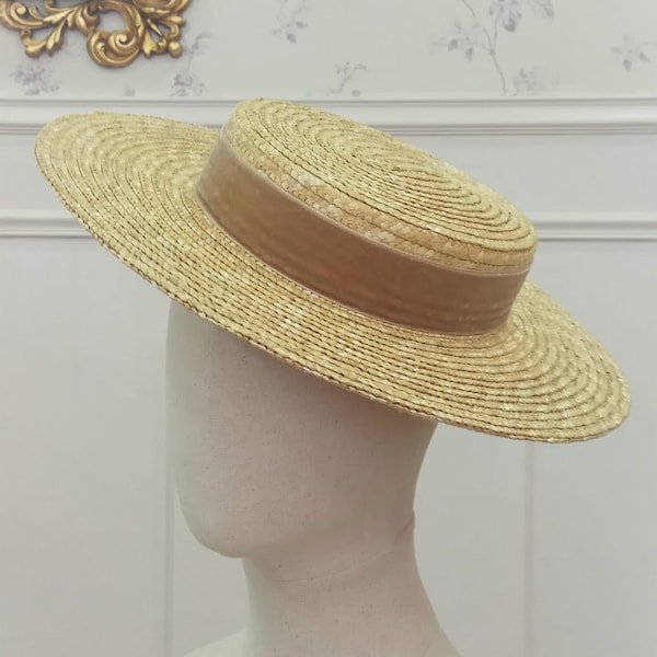 Straw Boater Hat Etsy