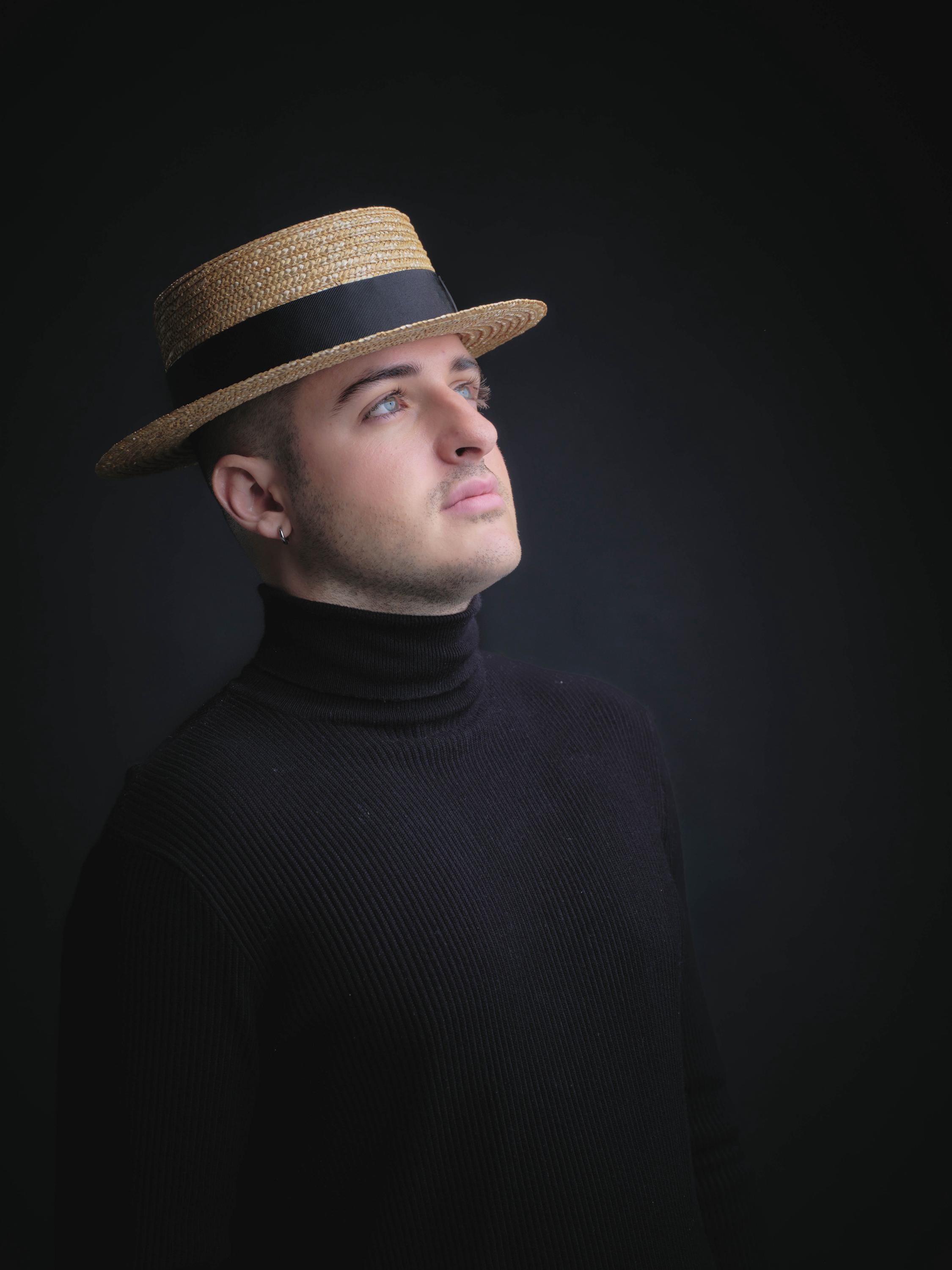 Handwoven Natural Straw Boater Hat With Black Ribbon - Etsy