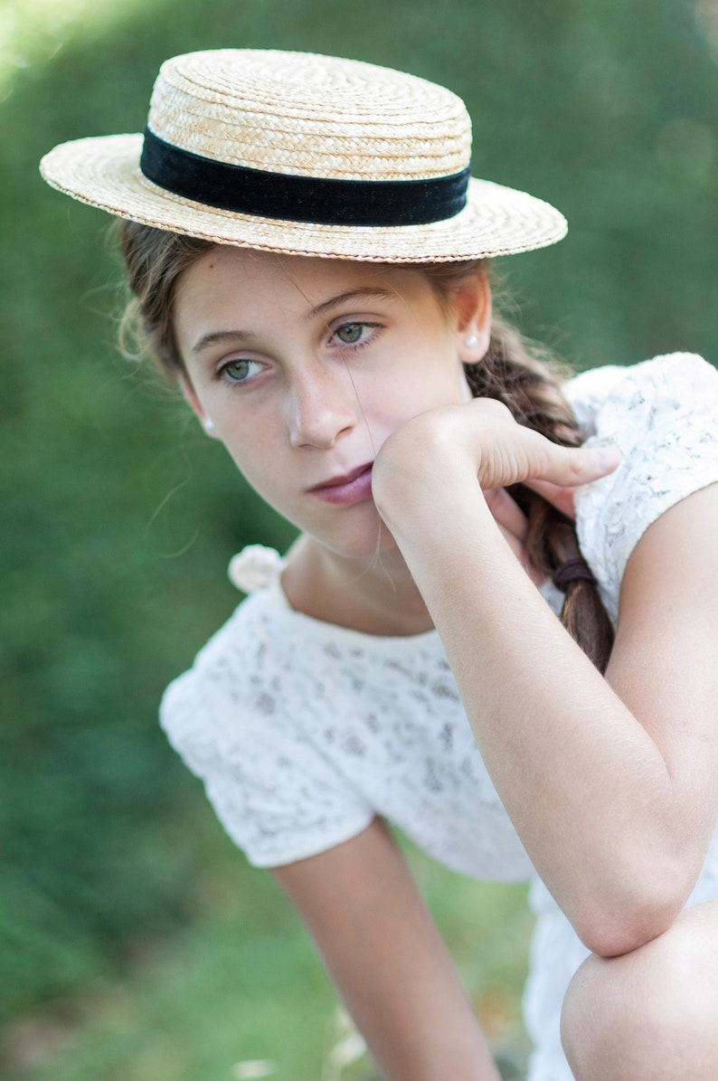 Adorable Girls' Boater Hat - Short Brim Canotier for Beach Days ...