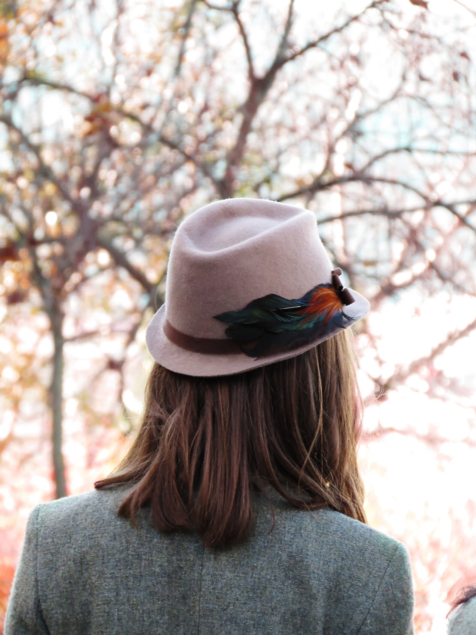 Beige Wool Felt Trilby Hat With Rooster Feathers - Etsy