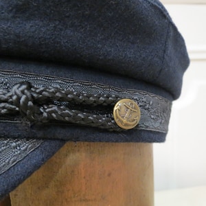 Traditional Sailor Cap in Navy Blue Wool - SKIPPER Marine Breton Hat - Etsy