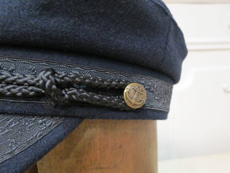 Traditional Sailor Cap in Navy Blue Wool - SKIPPER Marine Breton Hat - Etsy