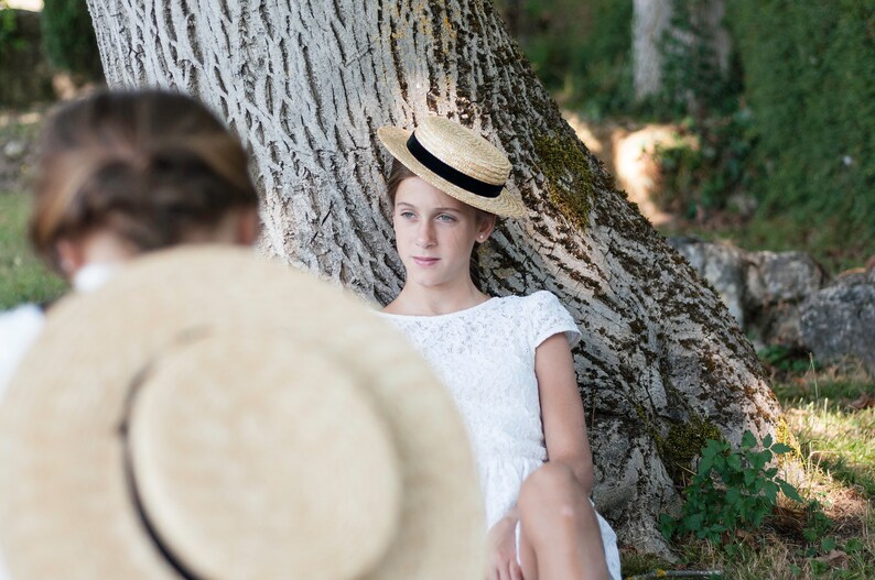 Adorable Girls' Boater Hat - Short Brim Canotier for Beach Days ...