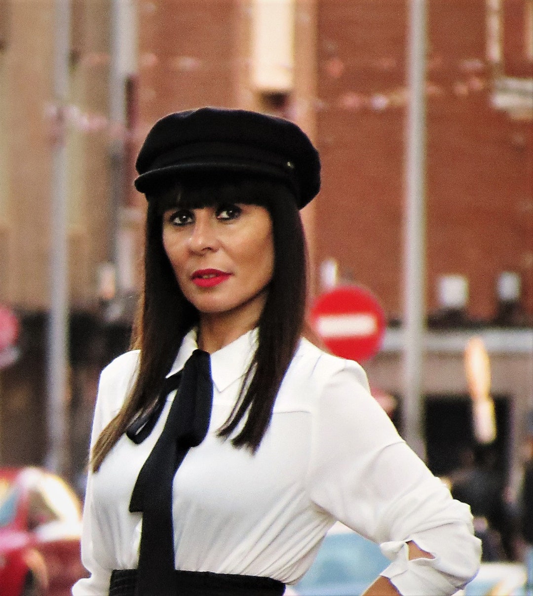 Skipper Cap for Women, Black Sailor Cap, Traditional Marine Cap, Navy ...