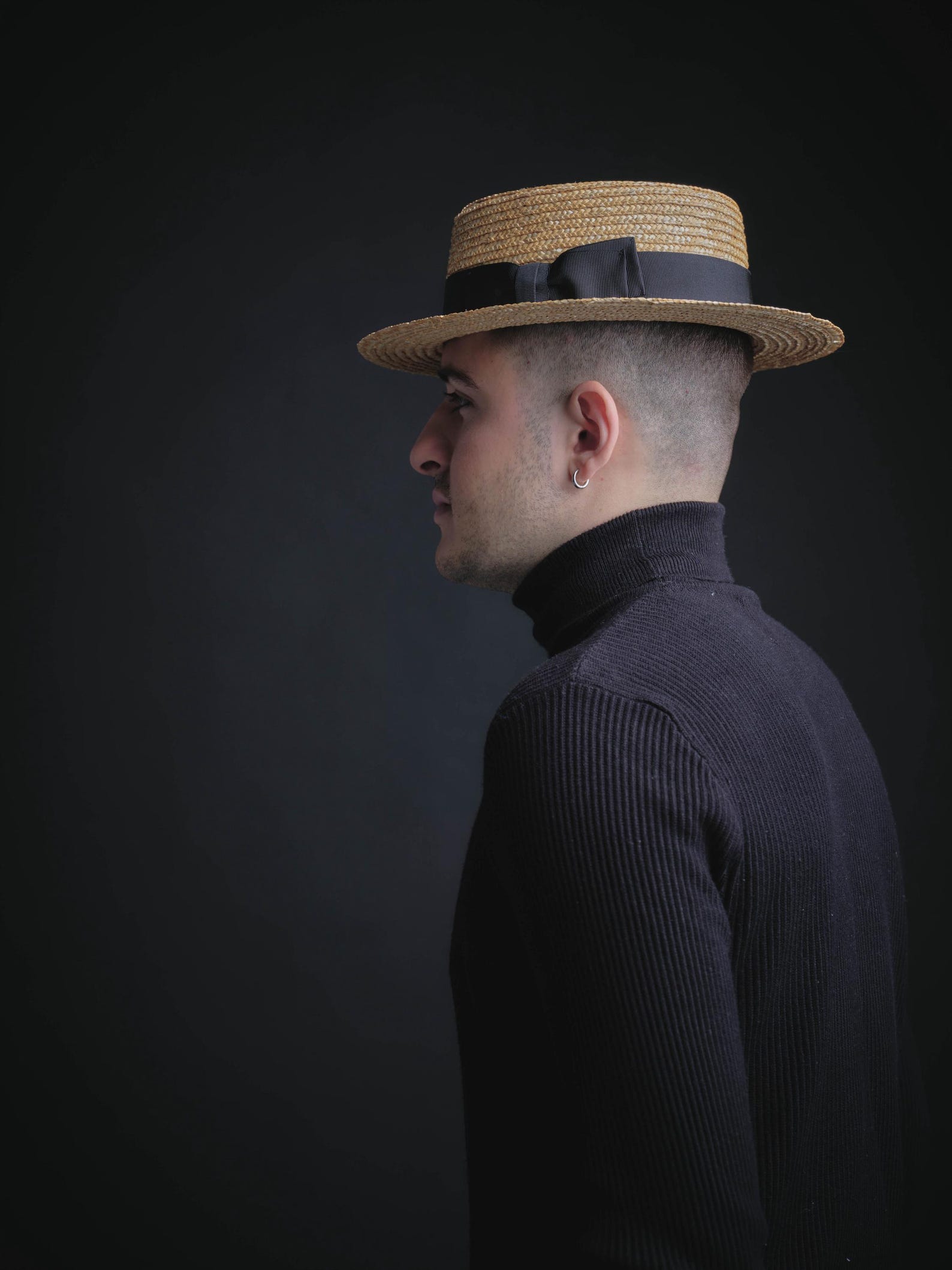 Handwoven Natural Straw Boater Hat With Black Ribbon - Etsy