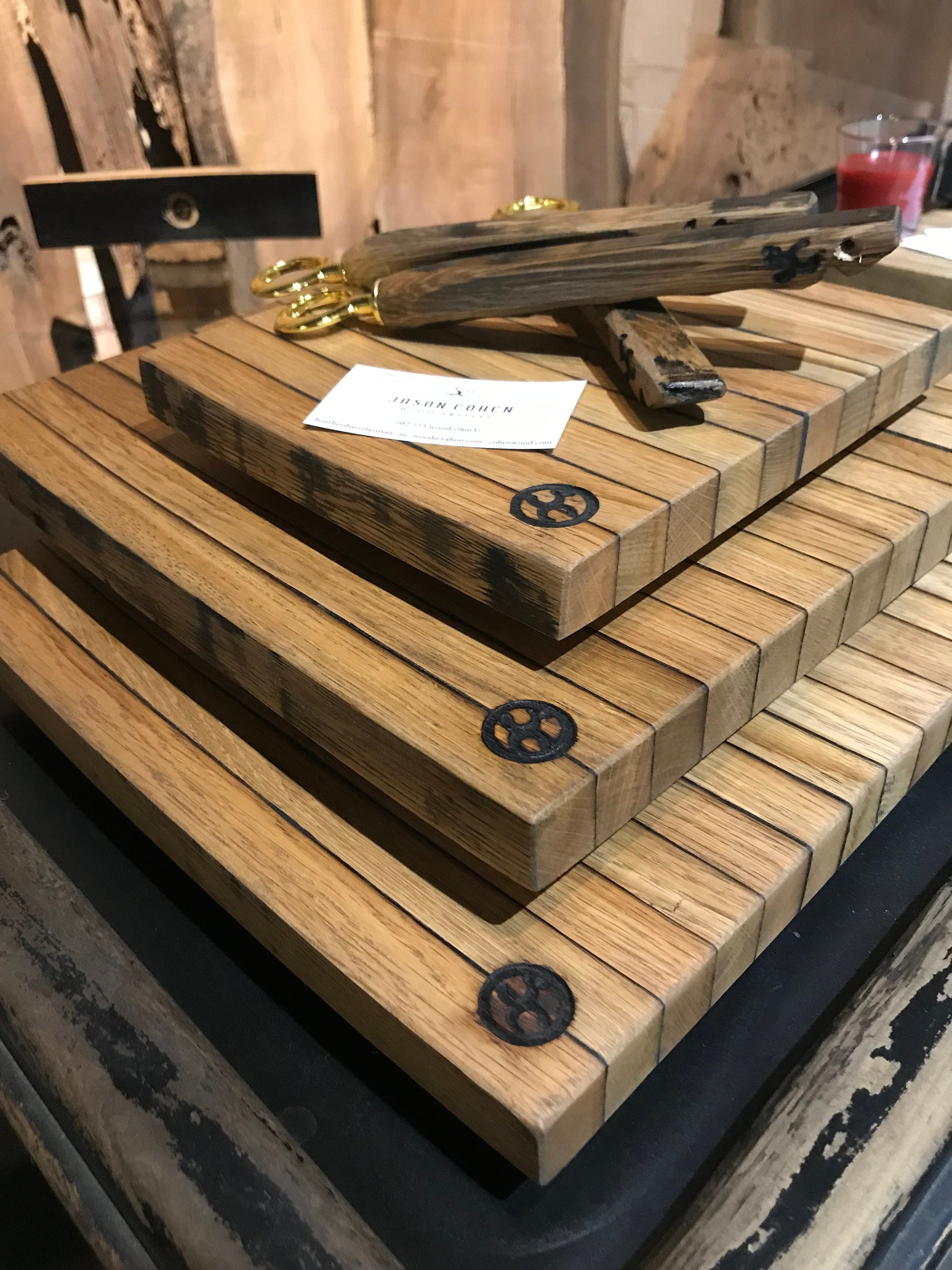 Bourbon Barrel Bar Stave Cutting Board 9" X 9" - Etsy