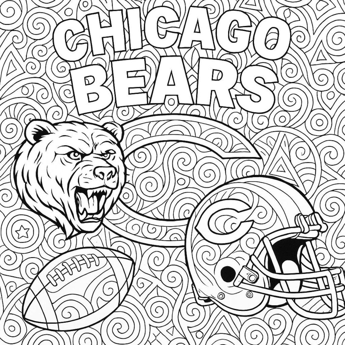 Colouring Page, Chicago Bears, Digital Print - Etsy