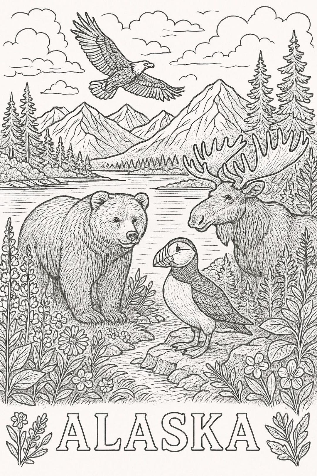 Colouring Page, Alaska, Digital Print - Etsy