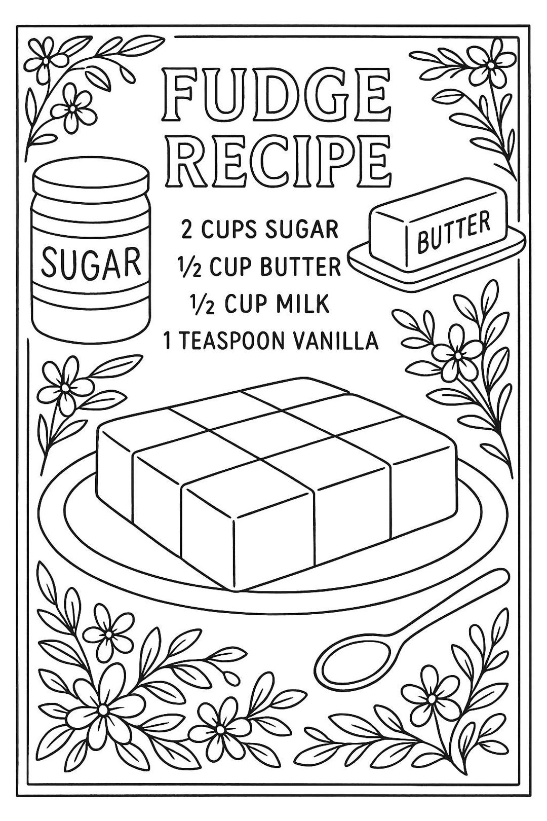 Colouring Page, Fudge Recipe, Digital Print - Etsy