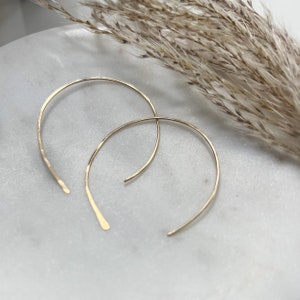 Large Minimal Thin Wire Hoops in Gold Filled or Sterling Silver, Dainty ...