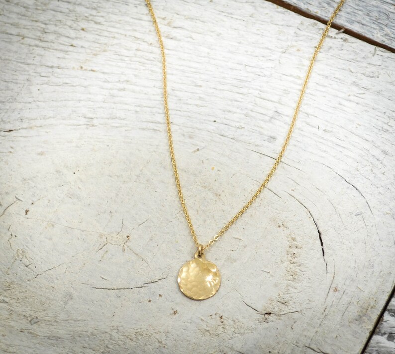 Hammered Circle Pendant Hammered Gold Disc Pendant 14K Gold - Etsy