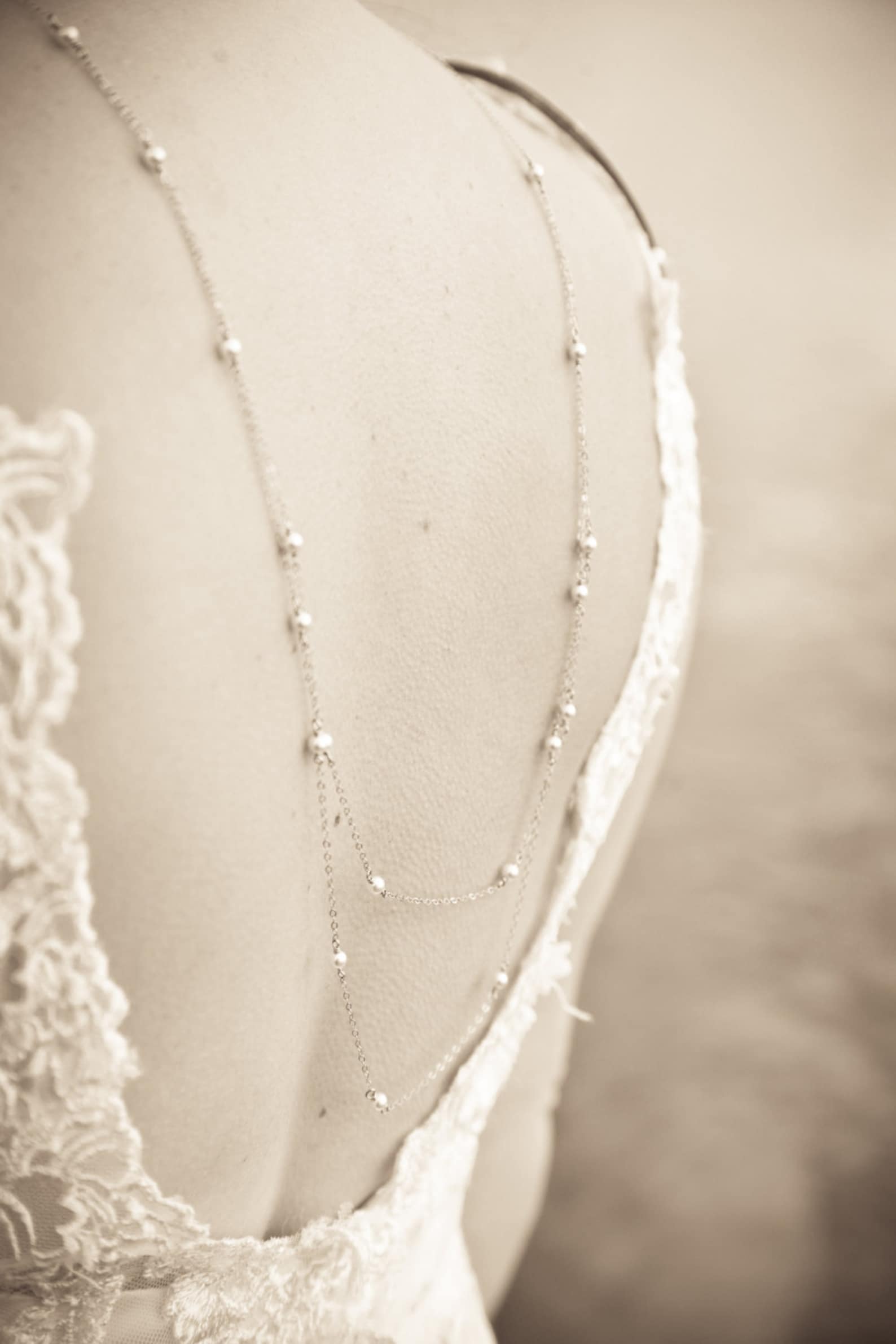 Pearl Backlace, Back Necklace, 14K Gold Filled, Gold Backdrop, Sterling ...