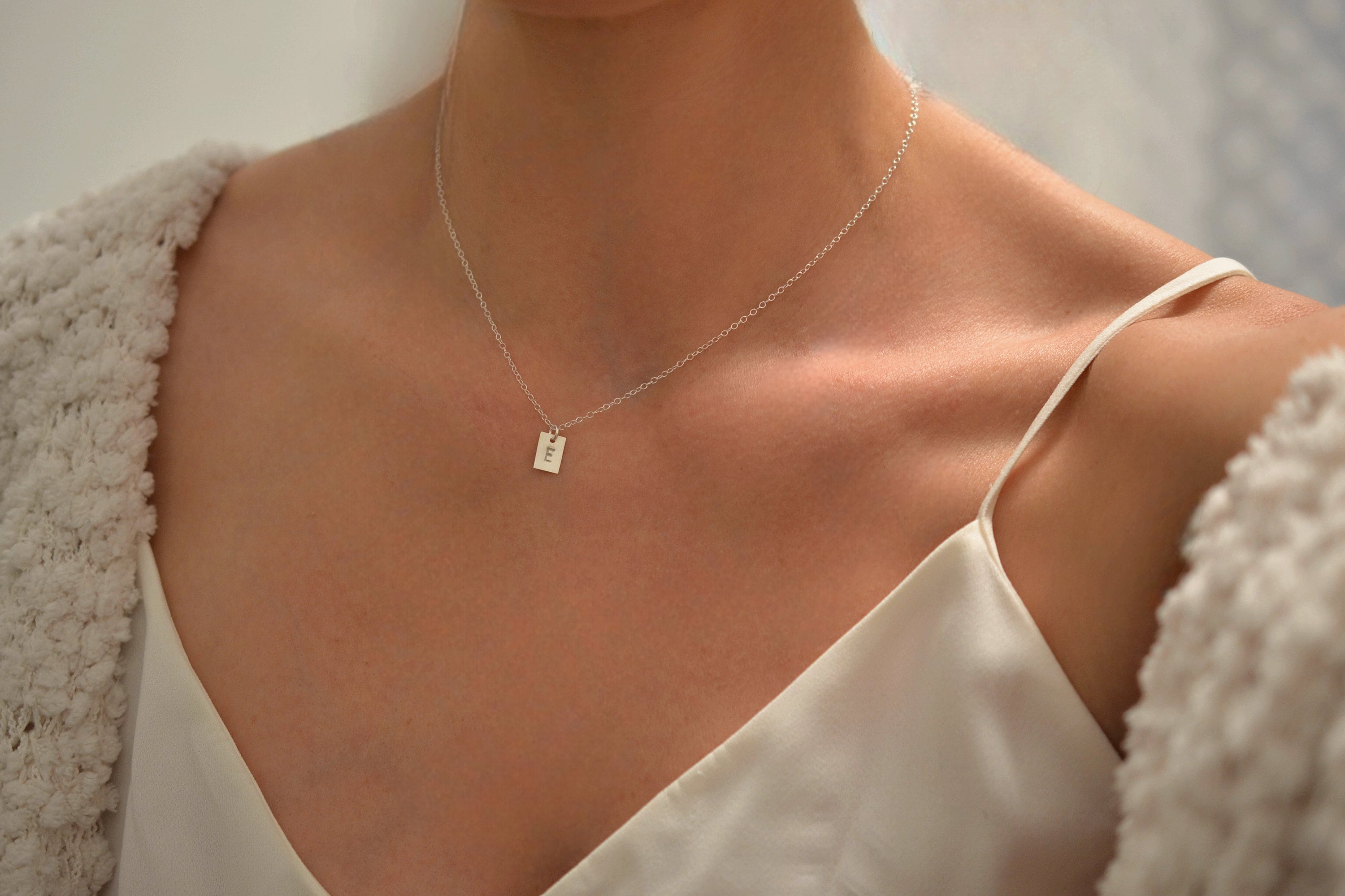 Tiny Custom Square Initial Letter Pendant Necklace in Gold Filled and ...