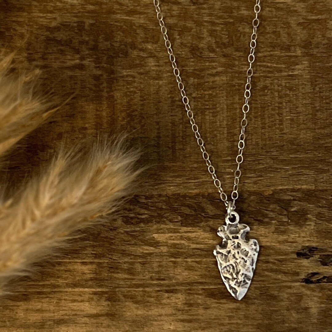 Hammered Arrowhead Pendant Necklace in Sterling Silver, Silver Boho ...