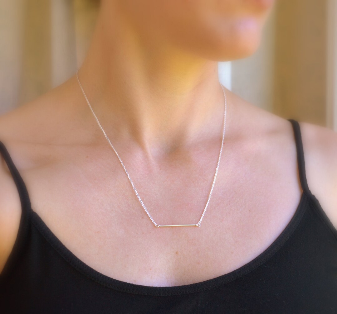 Sterling Silver Bar Necklace, Delicate Silver Necklace, Dainty Silver ...