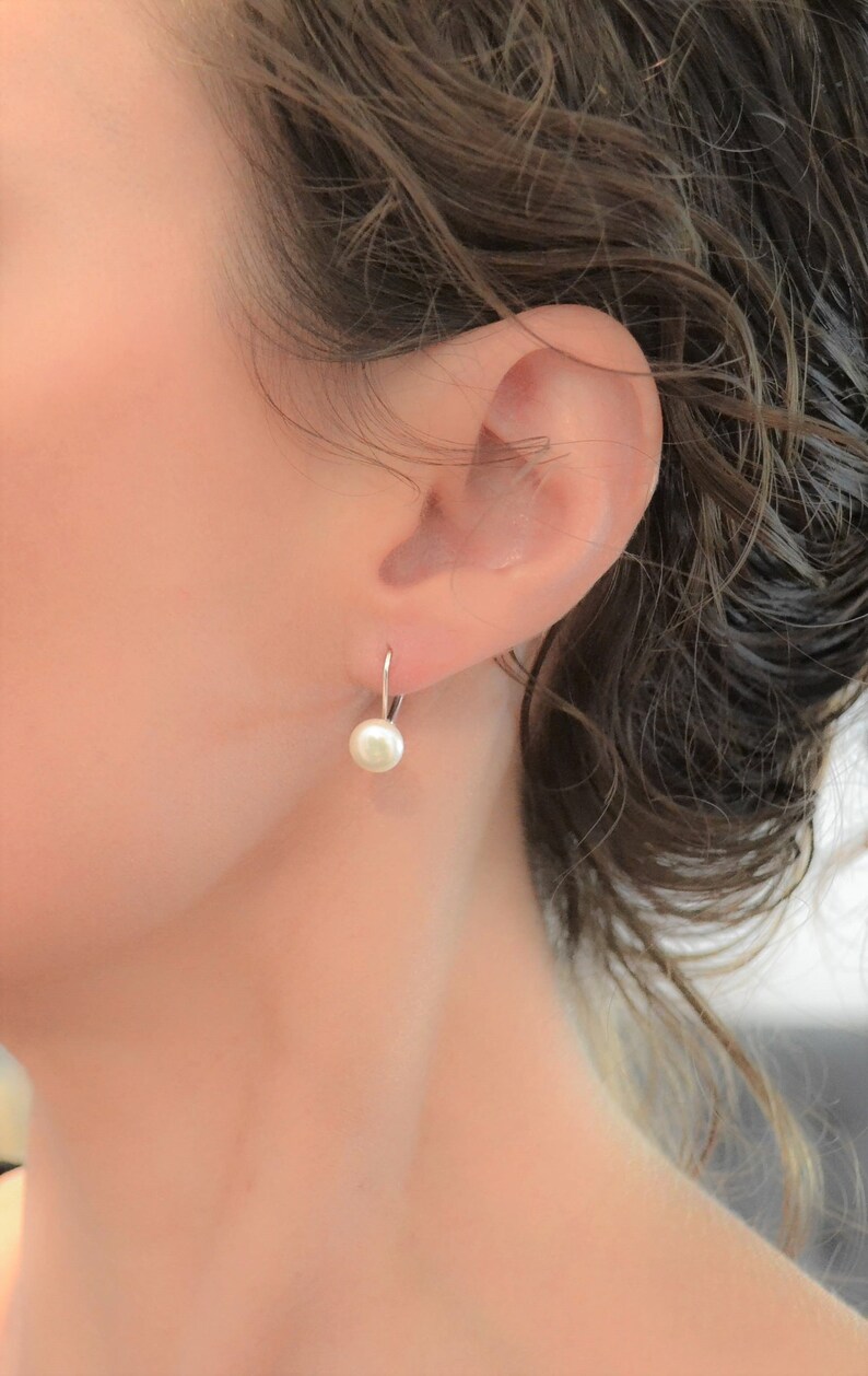 Leverback Pearl Earrings Real Pearl Stud Earring Freshwater | Etsy Leverback Pearl Earrings Real Pearl Stud Earring Freshwater | Etsy