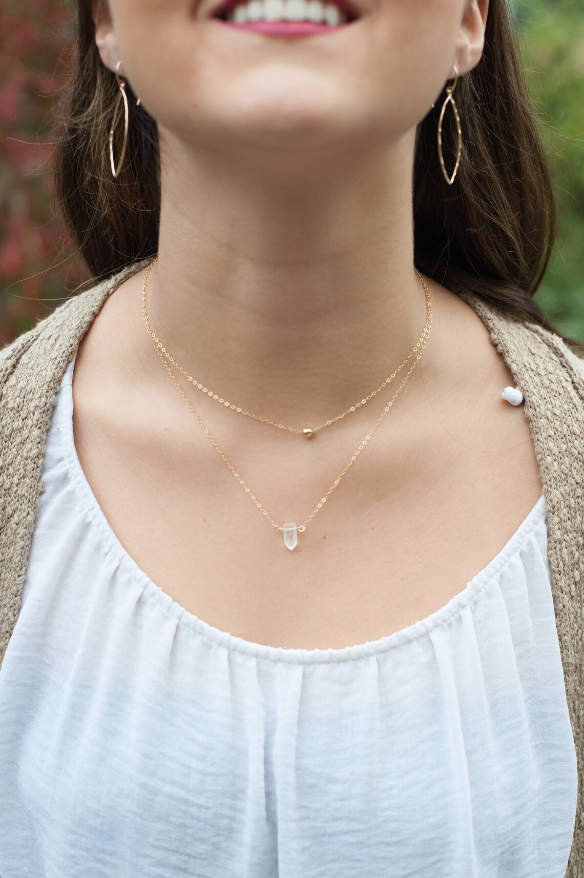 Tiny Crystal Point Necklace Point Crystal Quartz Pendant - Etsy