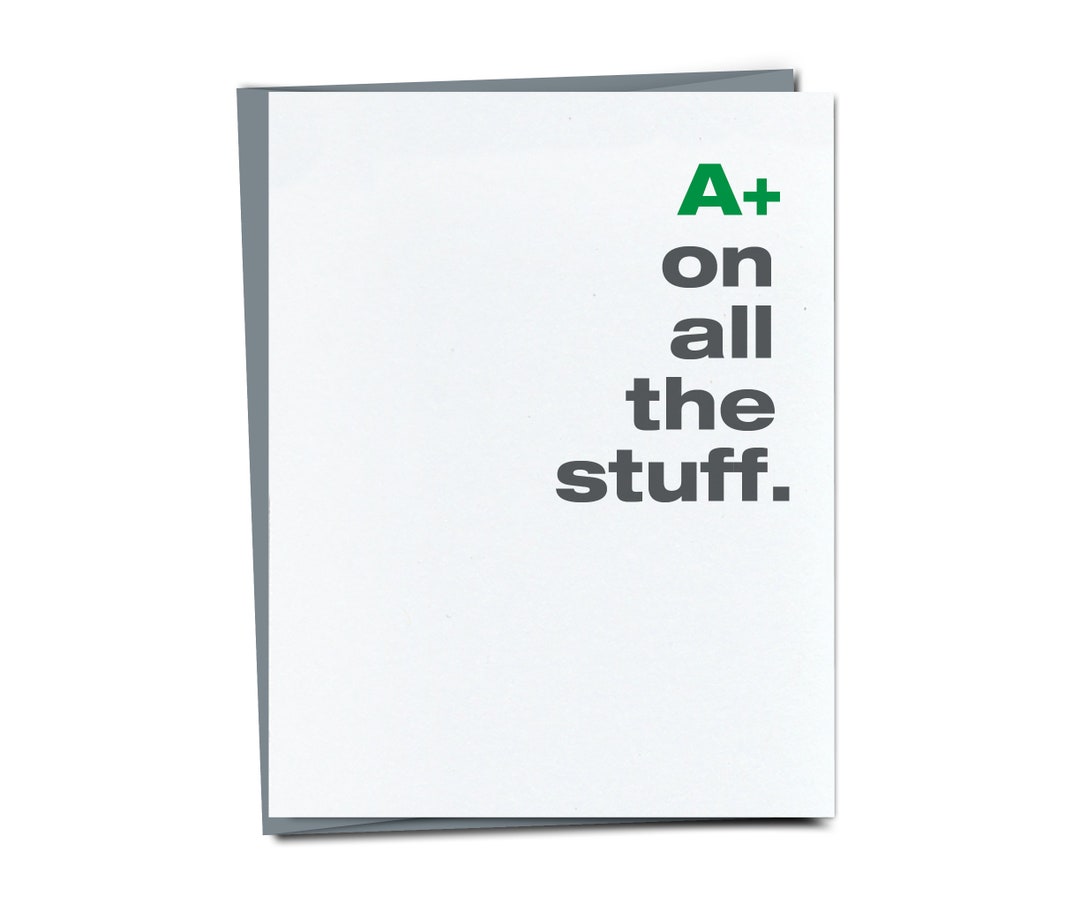 A+ on All the Stuff Card, Graduation Card, Everyday Card ...